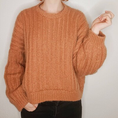 Oversized Ribbed Crochet Sweater // Knit-look Crochet Pullover // Easy ...