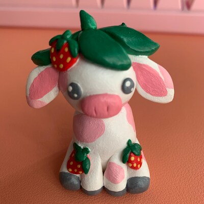 Handmade Pastel Valentine Candy Heart Clay Cow Sculpture - Etsy