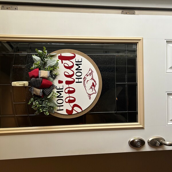 Arkansas Razorbacks Front Door Decor | Razorbacks Sign | UARK Wreath ...