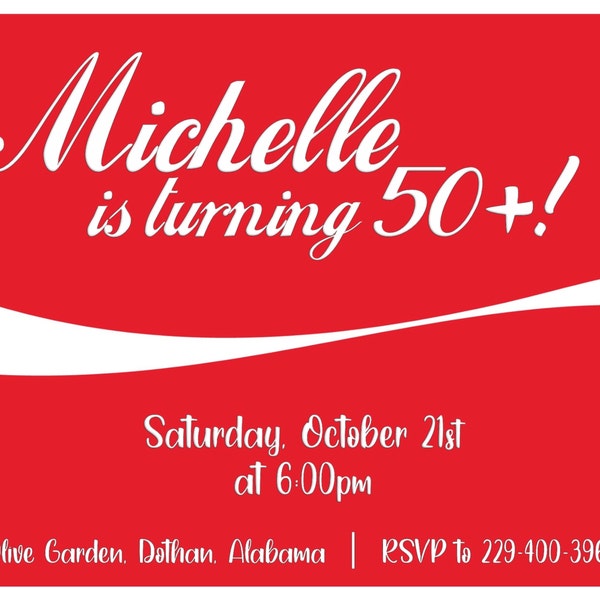 Coke Soda-themed Custom Birthday Printable Party Invitation Digital ...