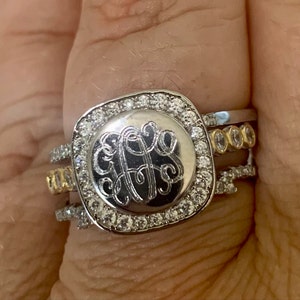 Sterling Silver Monogram Ring Stackable Monogram Ring 925 | Etsy