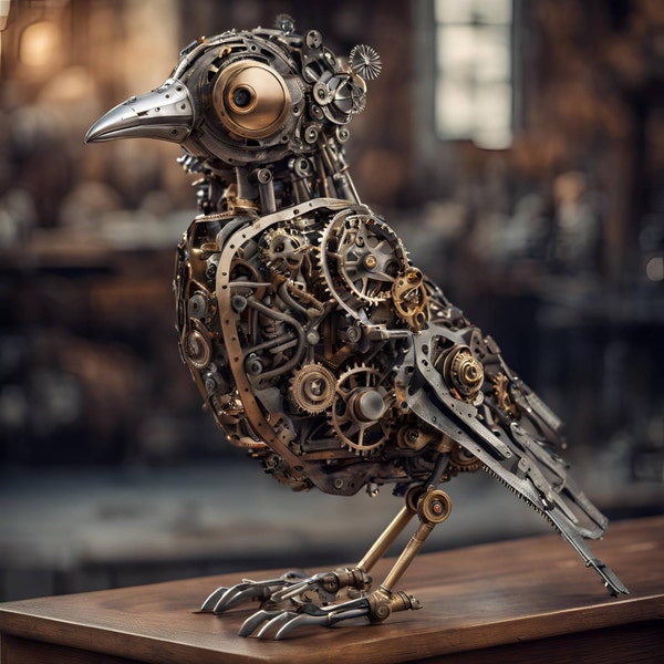 Clockwork Parrot, Steampunk Art, Gear and Cog Decor, Industrial Home ...