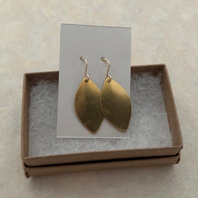Simple Gold Leaf Earrings in Vintage Brass and Gold Filled - Etsy