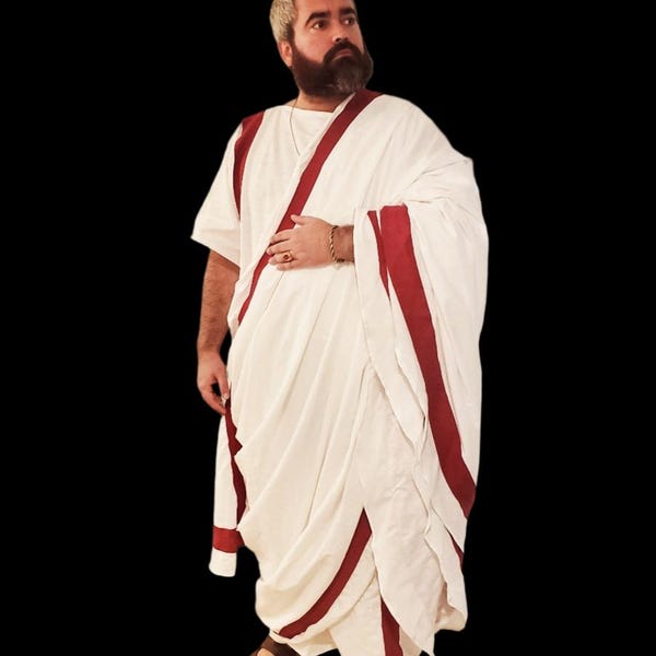 Men's Ancient Roman Senate White Linen Costume Toga for Re-enactment ...