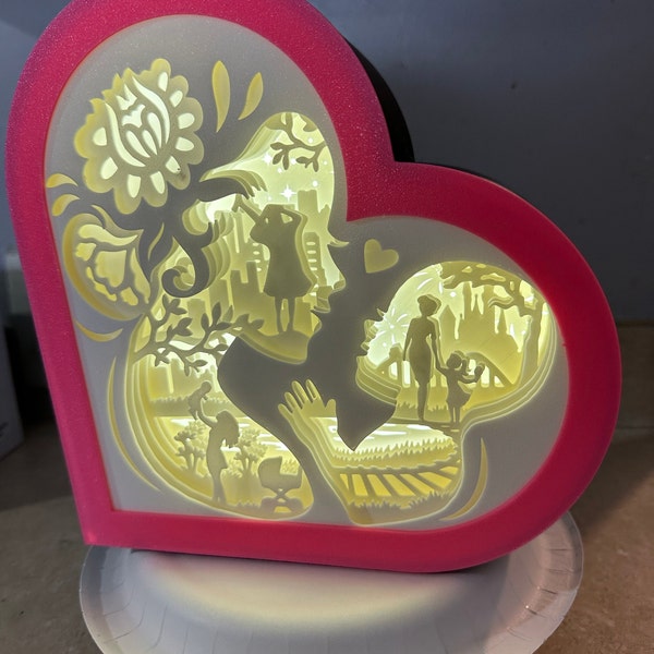 Love Mom Lantern SVG - Heart Lantern Paper Cut - DIY Paper Lantern ...