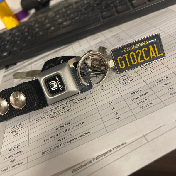 Custom Vintage California License Plate Keychain, Legacy Plate, Old ...