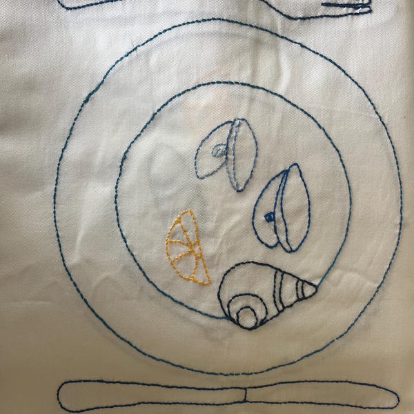 Hand Embroidered Dinner for 6 Linen Table Cloth With Plates Allocation ...