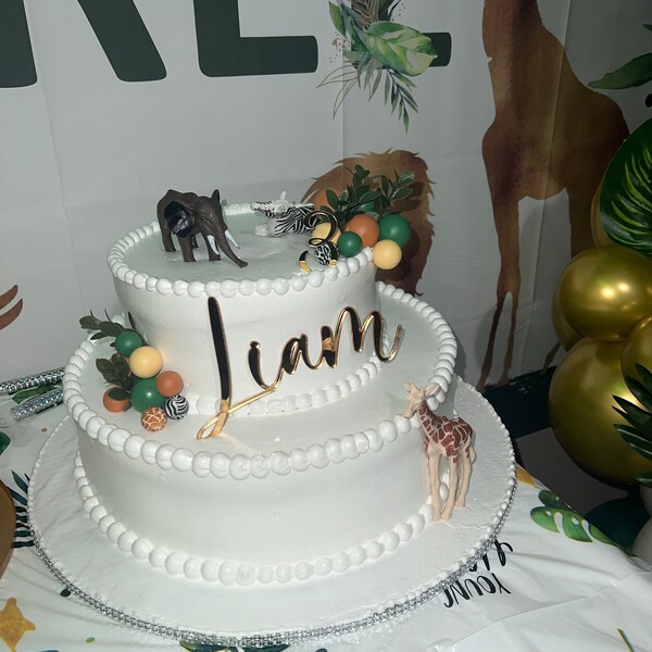Cake Charm | Acrylic Cake Accessory | Wedding Name | Gold Name Plate ...