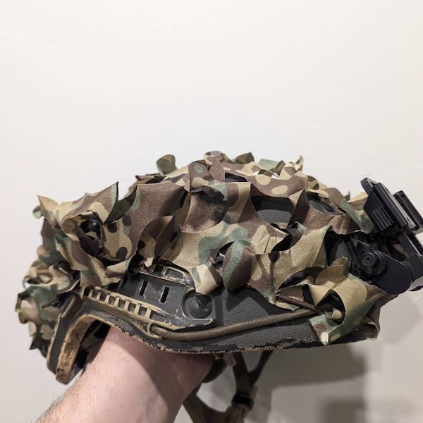Helmet Scrim Ghillie Cover: Universal Fit, Milsim Multicam M81 ...