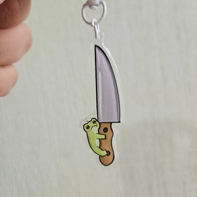 Frog With Knife Keychain Acrylic Keychain Cute Frog With Knife Frog ...