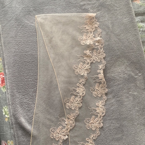 Beige Church Scarf Head Covering Embroidered Orthodox Veil Catholic ...