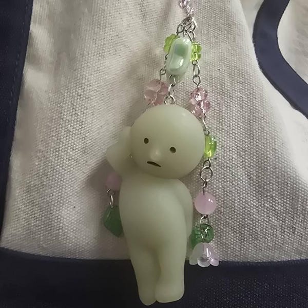 Smiski Keychain | Smiski Bag Charm | Upcycled Silly Green Guys ...
