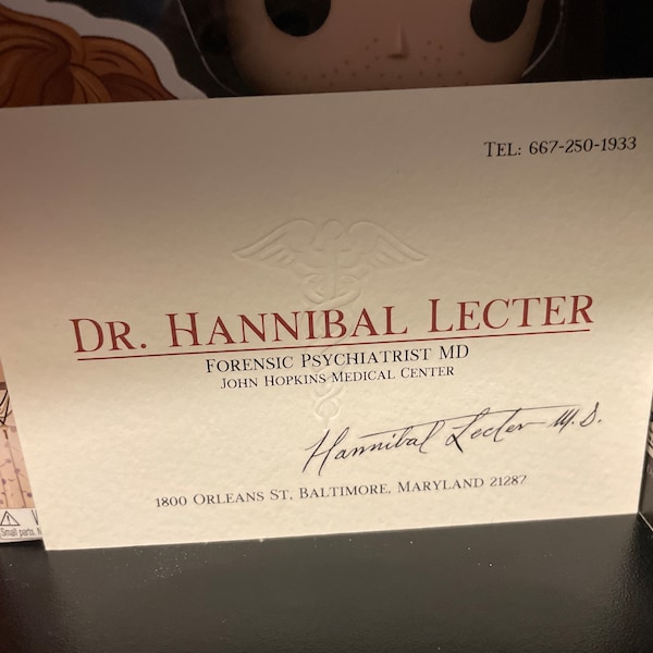 Hannibal Lecter Horror Bookmark - Business Card & Costume Prop - Etsy UK