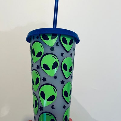 Aliens Sbux Cold Cup No Hole SVG PNG Dxf No Gap Stars Alien Face Outer ...