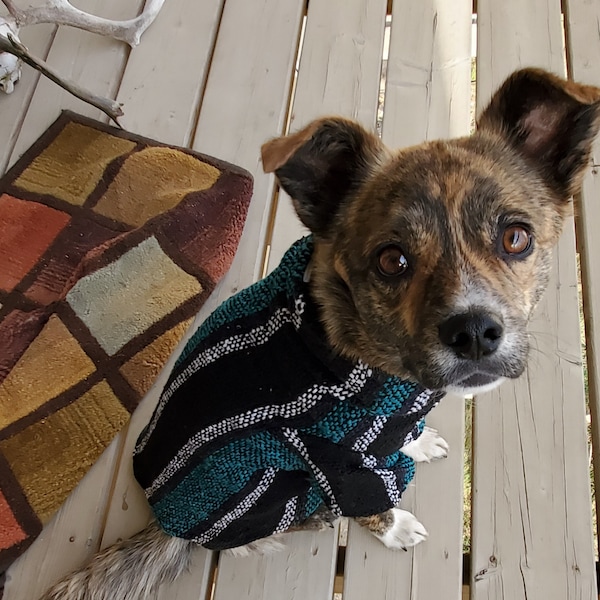 Baja Dog Poncho / Baja Boho Dog Poncho Hoodie Sweatshirt / Mexican ...