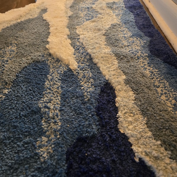 Waves Rug for Living Room Ocean Cozy Rug for Bedroom Nonslip Bath Mat ...