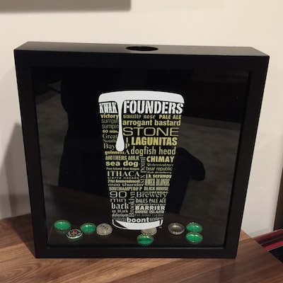 Beer Cap Shadow Box Craft Beer Typography Shadow Box Beer Bottle Cap ...