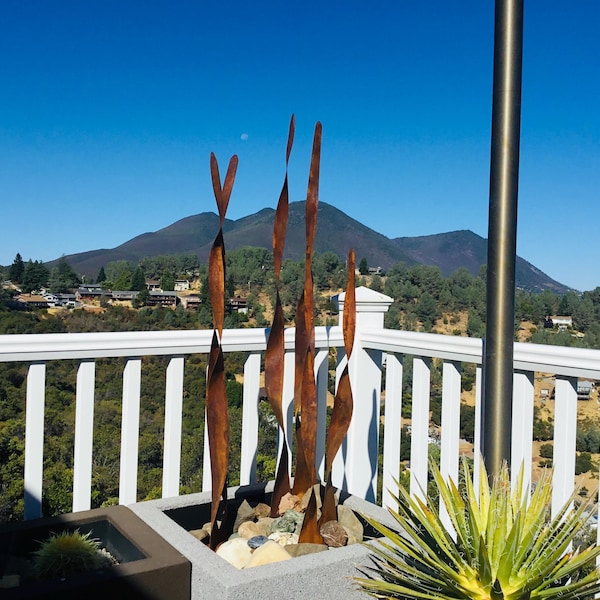 Marsh Grasses - Garden Abstract Sculpture From Rust Metal. - Etsy