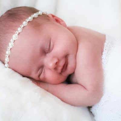 Silver and Pearl Rhinestone Headband for Newborn Photos/ CHOOSE Silver ...