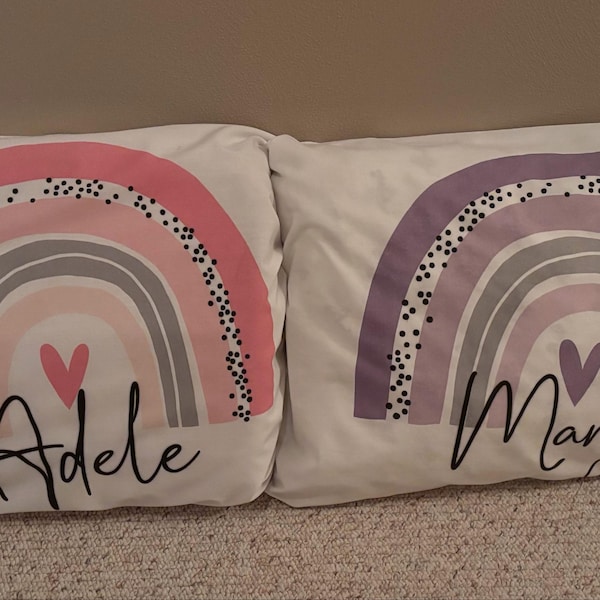 Boho Rainbow Bedding - Girls Personalized Pillowcase - Purple & Pink ...
