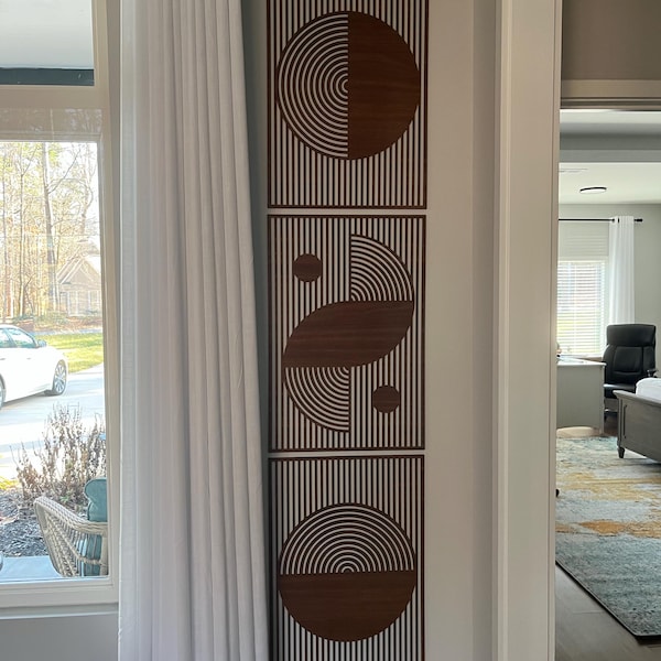 Wood Boho Wall Art, Large Mid Century Modern Wall Decor, Rustic Wooden ...