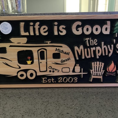 Personalized Camper Sign Life is a Highway Bumper Pull Camper tiny ...