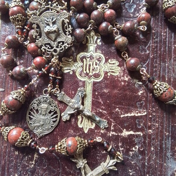 Beautiful St. Jude Rosary African Jade Bronze Crucifix Centerpiece ...