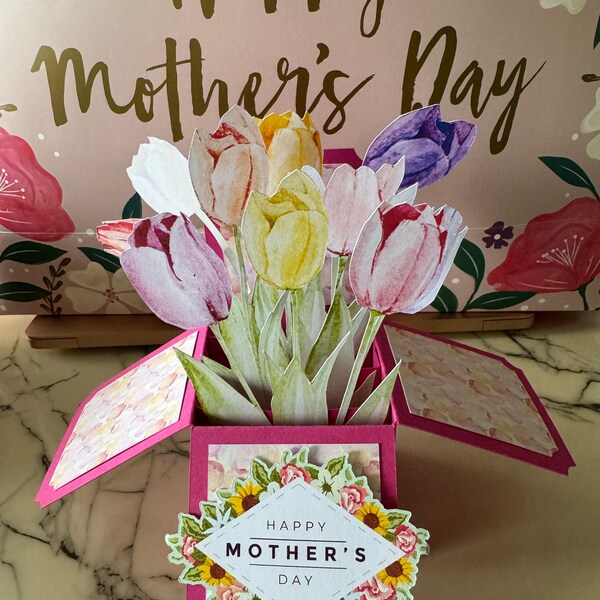 Tulip Mothers Day/ Birthday Card 3D Pop up Handmade Custom Tulip Card ...
