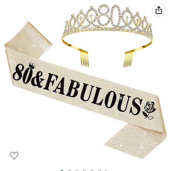 80th Birthday Sash and Tiara Set for 80th Birthday Fabulous Sash and Gold Crown Party ...