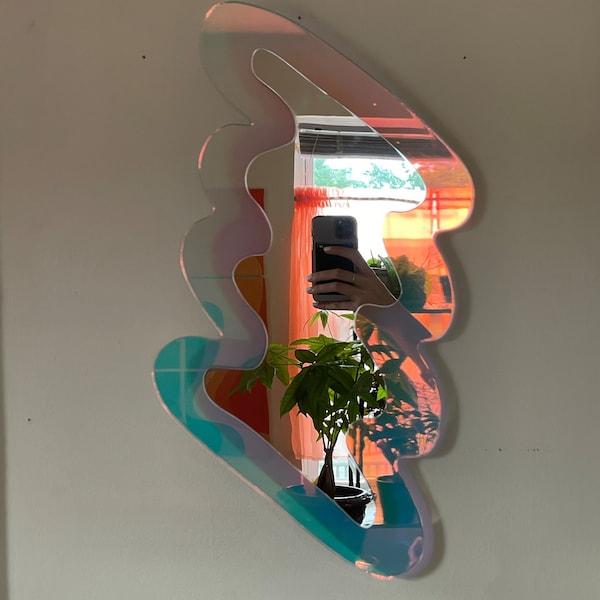 Squiggle Reflector - Wavy Acrylic Mirror Wiggly Mirror Amorphic Mirror ...