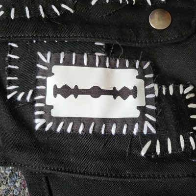Crust Punk Patches Razorblade Patch Bullet Hole Claw Scratch Patch Goth ...