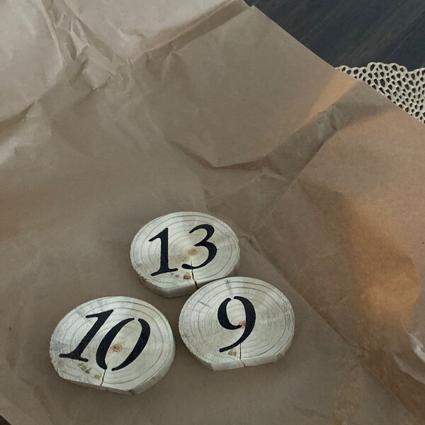 Log Slice Table Numbers, Rustic Wedding, Wooden Numbers, Boho Woodland ...