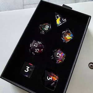 Fireheart Red and Black Gold Dice, Fire Dice, Handmade Resin Sharp Edge ...