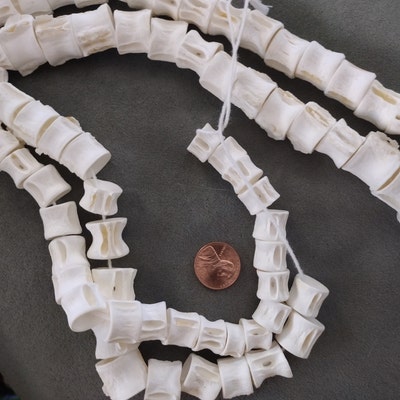 175 Fish Bone Beads: Bone Cylinder Beads White Bone Beads 14mm Bone ...