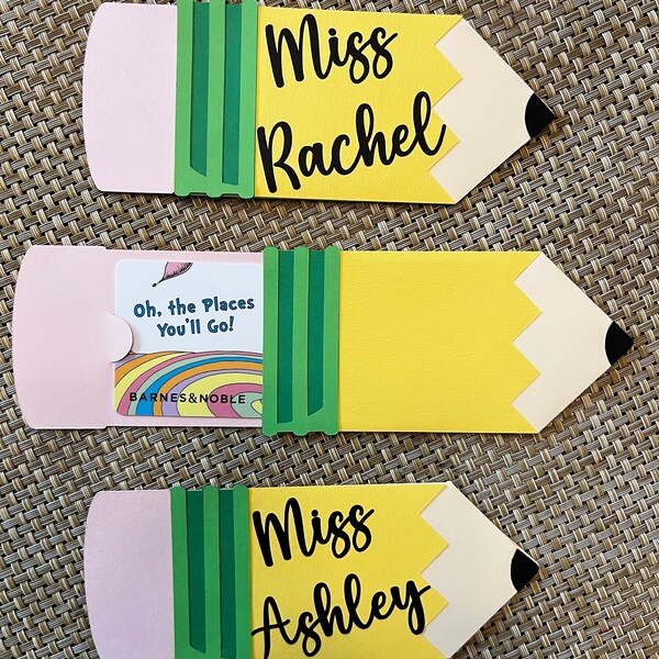 Pencil Gift Card Holder SVG File D014 - Gift Card Holder Svg File for ...