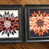 Floral Bursts Bold Stripes Wall Art Prints Modern Flower Decor, Orange ...