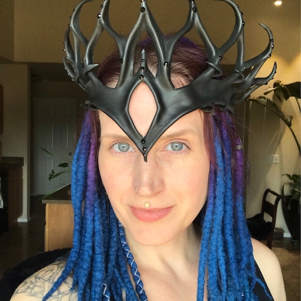 Evil Queen Leather Crown Stoned Headpiece of Thorns * Dark Fairy Queen ...