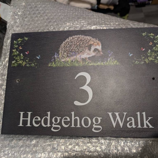 British Wildlife Natural Slate House Sign Name Number 30cm X 20cm ...