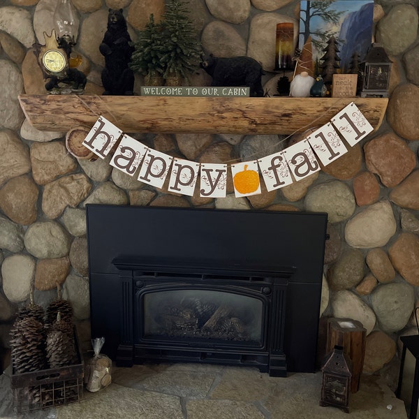 Happy Fall Banner, Fall Banner, Happy Fall Sign, Rustic Thanksgiving ...
