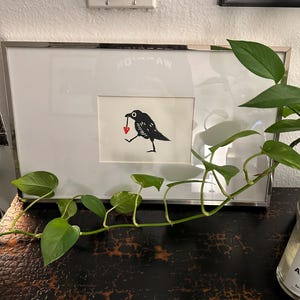 Crow and Pizza Block Print-linocut - Etsy