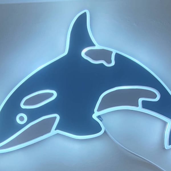 Orca Whale Light up Sign , Neon Like , LED , Killer Whale Decor, Night ...