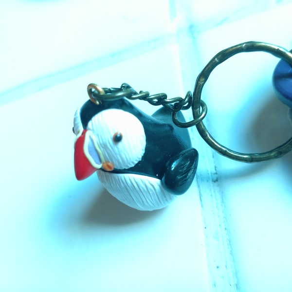 By the Shed Puffin Sea Bird Key Chain - Key Ring - Black White ...