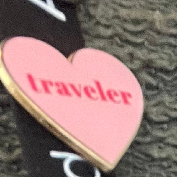 Traveler Heart Hard Enamel Pin, Pink and Red Travel Wanderlust ...
