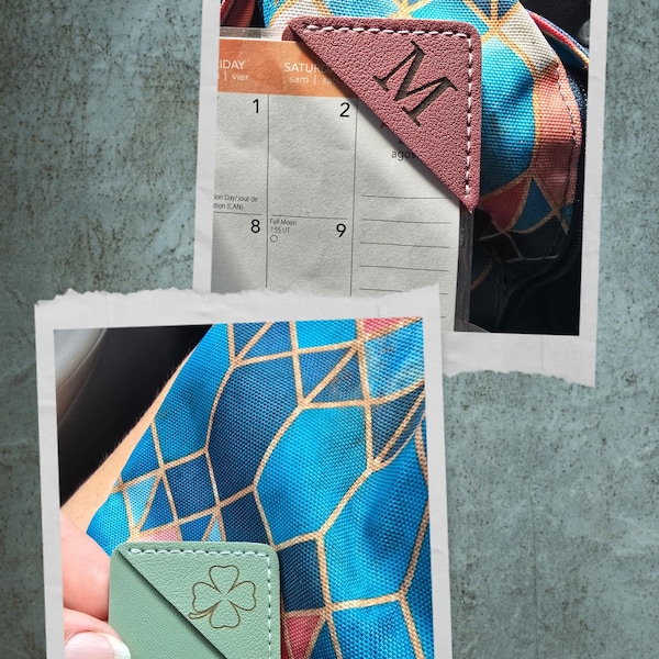 Square Personalized Corner Leather Bookmark, Custom Engraved Bookmarks ...
