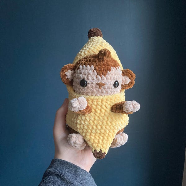Amigurumi Pattern "bono the Monkey", Chubby Monkey in a Banana Costume ...