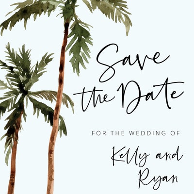 Palm Tree Save the Date Template, Engagement Save the Dates, Save the ...