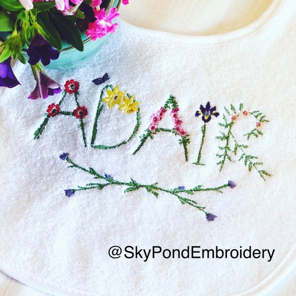 Flower Alphabet Machine Embroidery Design, ABC Floral Letter Monogram ...