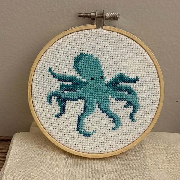 Octopus Cross Stitch Kit - Beginners Cross Stitch Kit - Mini Cross ...