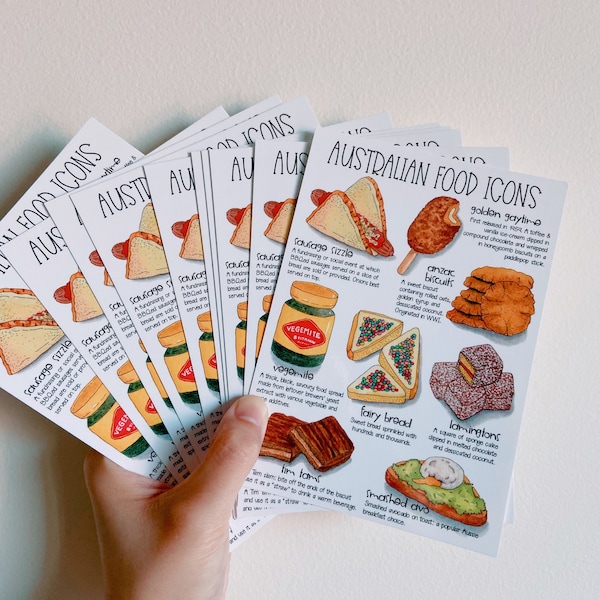 Australian Food Icons Postcard | Hand Drawn Postcard | Aussie Food ...