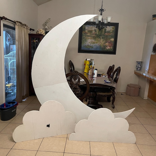 5ft, 6ft, 7ft 8ft Over the Moon and Clouds Template Backdrop ...
